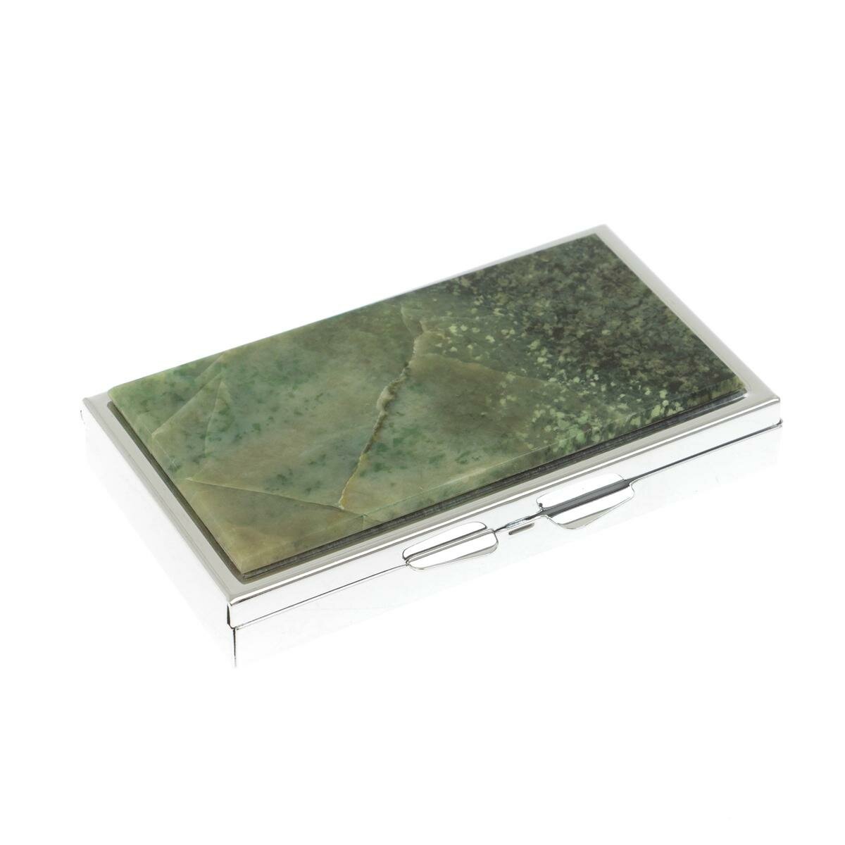 Таблетница на 3 отделения камень жадеит цвет серебро 129890