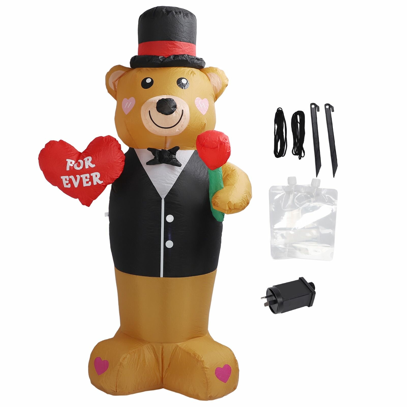 185 см Надувной Плюшевый Мишка 210T Полиэстер IP44 со Светодиодами для Дня Святого Валентина AU Plug 100-240 В