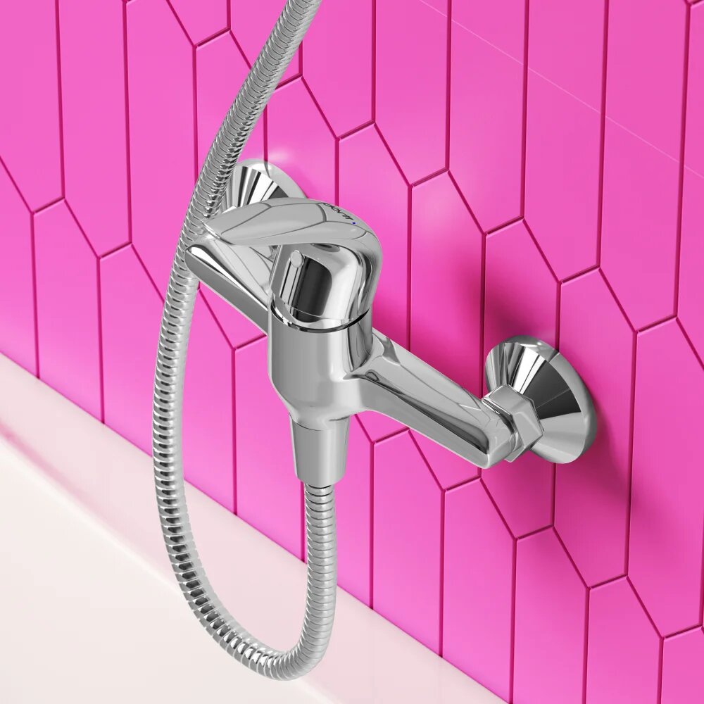 Смеситель для душа DIWO Валдай DW-VAL-20-000 хром, глянцевый, настенный, латунный, однорычажный, без лейки, смеситель для ванны с душем