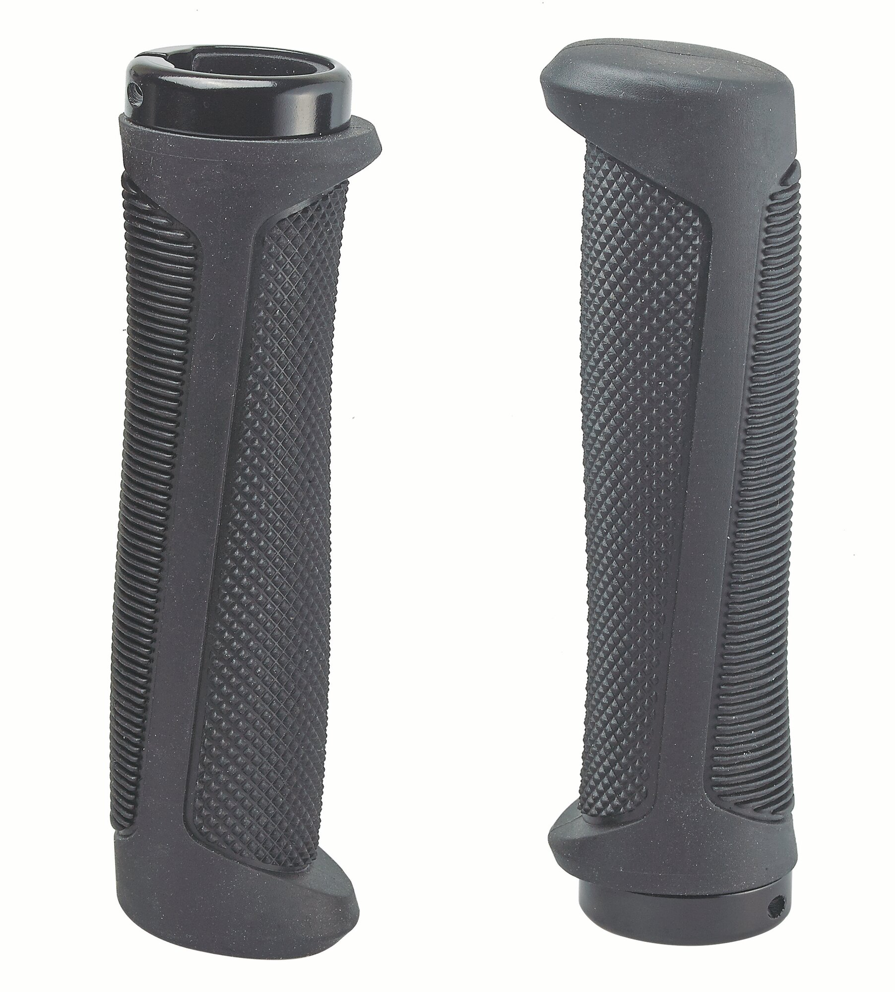 Ручки на руль для велосипеда грипсы H318 OneSideLock 138мм резиновые, 1 фиксатор, эргономичные с торцевыми элементами, черные