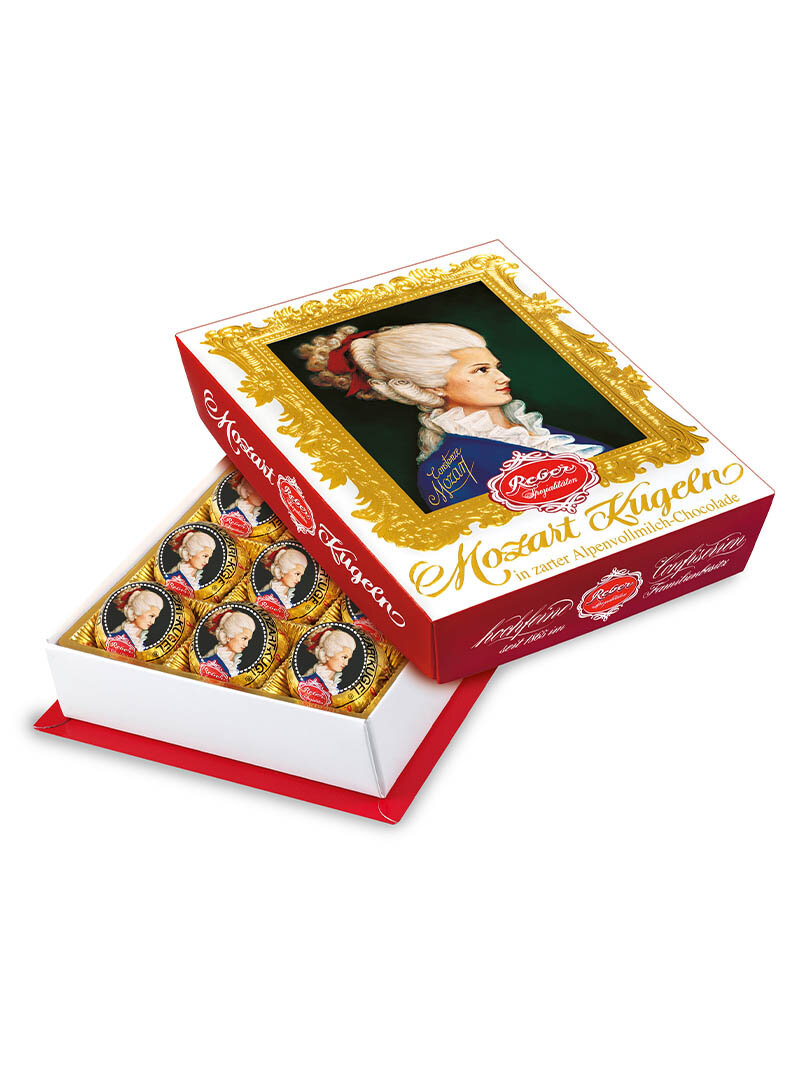 Конфеты шоколадные Reber Mozart из молочного шоколада с марципаном, 240 г