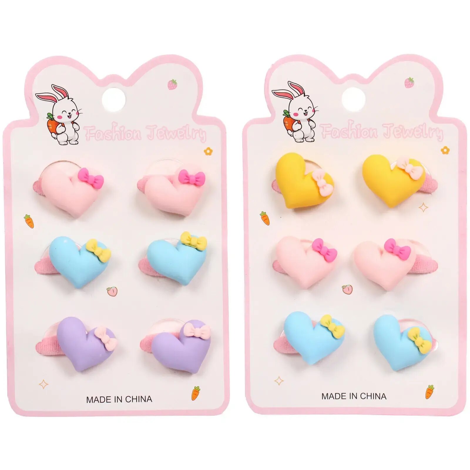 Резинки для волос детские 6шт «бамби БУМ Маттэ», сердечки, 1 шт, разноцветн, d-2 см