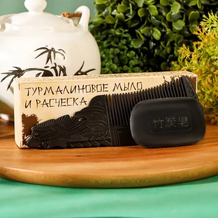 Турмалиновый Набор, Расческа и Мыло, для Ухода за Волосами и Кожей, 50 гр