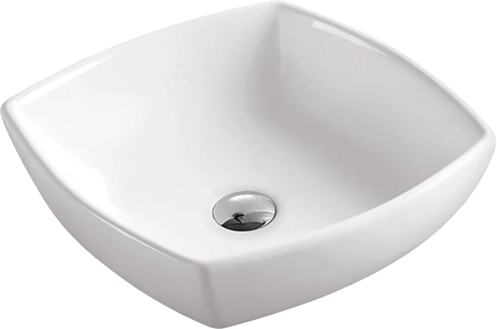 Накладная раковина SantiLine SL-1044 42 накладная, без отверстия под смеситель, фаянсовая, квадратная, раковина для ванной, белая