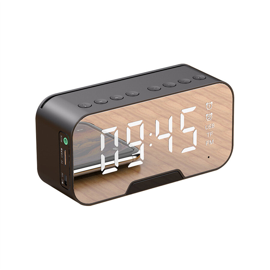 Беспроводная bluetooth-колонка с зеркальным часом, голосовым оповещением и будильником