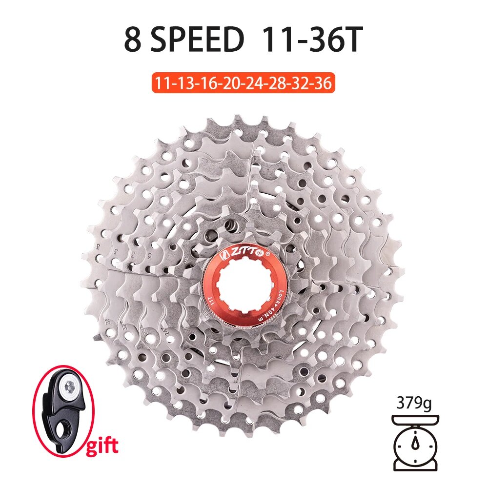 ZTTO 8-скоростная кассета для MTB велосипеда сталь 11-36T Серый, 8S 11-36T Silvery