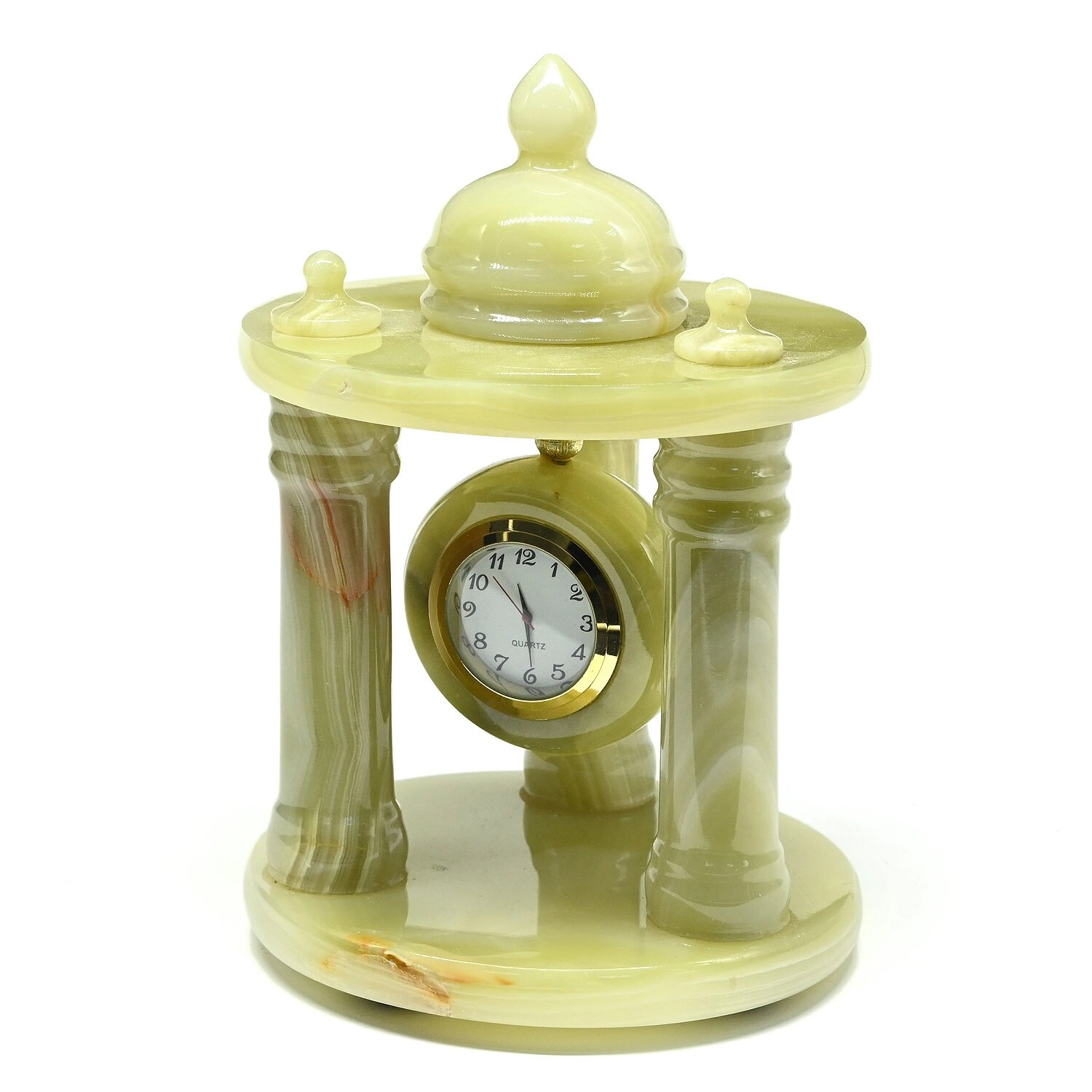 Часы каминные с колоннами из оникса "Домик" 125*125*190мм .