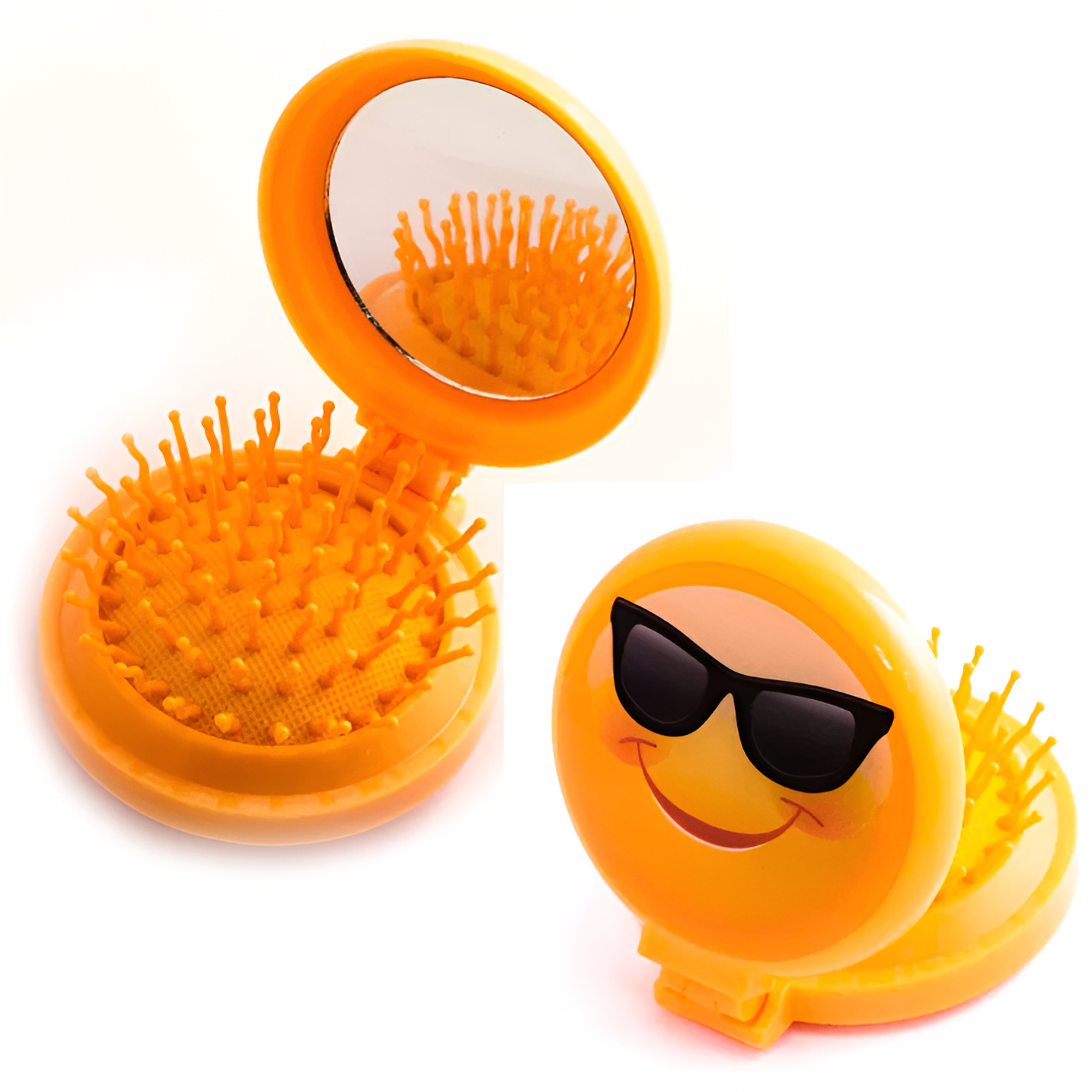 Расческа женская с зеркалом компактная (N 5) Смайл Smile Emoji, детская, щетка карманная, маленькая, в сумочку / рюкзак