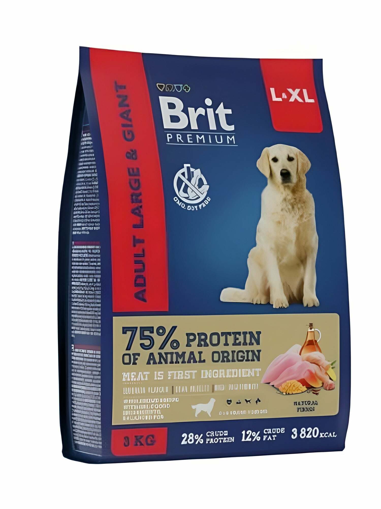 Корм сухой для собак Brit PREMIUM Dog, Корм сухой Brit для взрослых собак крупных пород с курицей, 3кг