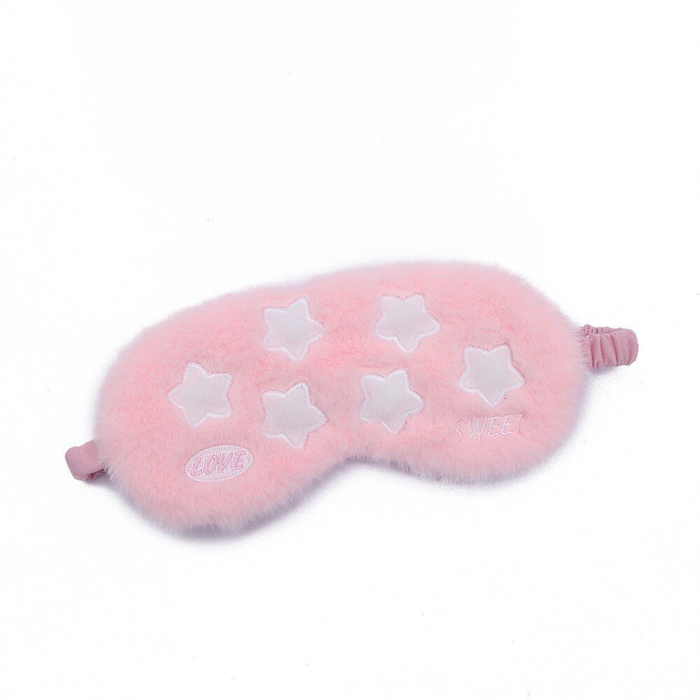Милая розовая маска для сна со звездами, мягкая плюшевая маска для сна с вышитыми надписями «Love» и «Sweet», удобная повязка на глаза для сна, короткого сна, путешествий и отдыха для детей и взрослых.