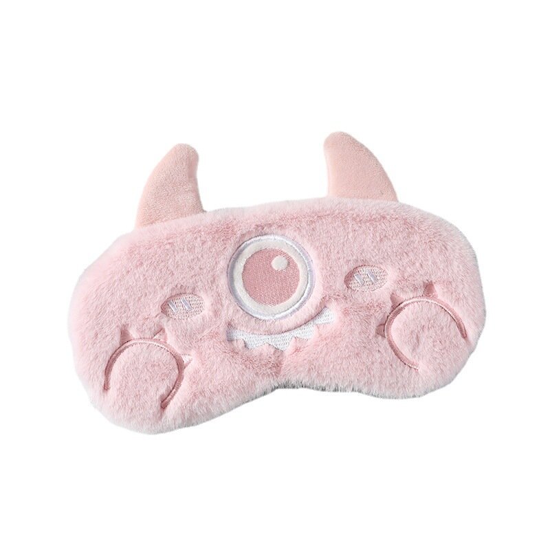 Милая розовая маска для сна с монстром, мягкая плюшевая маска для сна для детей и взрослых, 3D-мультяшный козырек, забавная повязка для сна, сна и путешествий, удобная повязка для сна с рисунком в виде рога