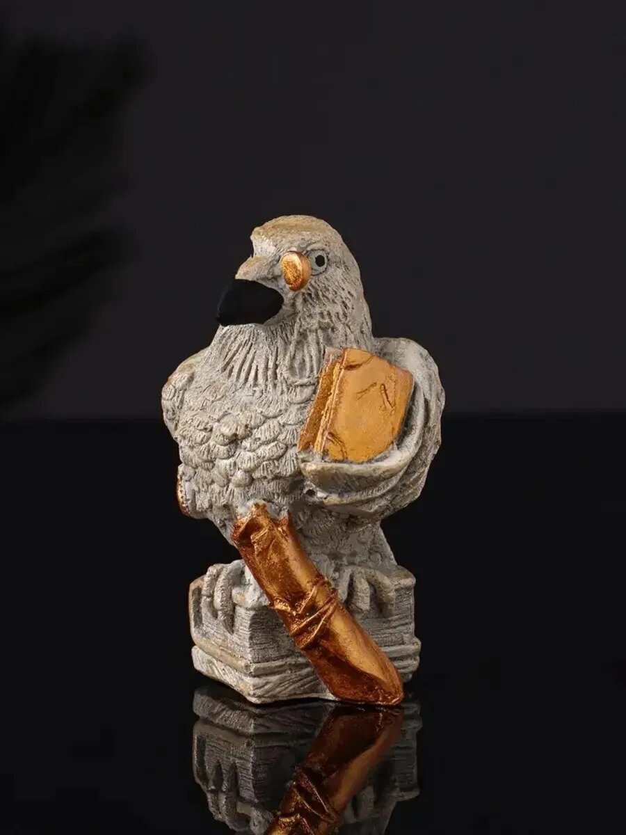 Фигура "Ворон с книгами" 8 см, серый с бронзой