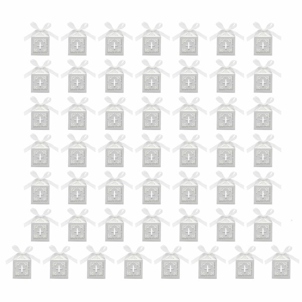 50шт, свадебная коробка конфет с перекрестным рисунком в европейском стиле-белый