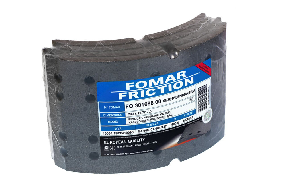 Накладка тормозная 420x200мм bpw / kassbohrer / saf (стандарт)