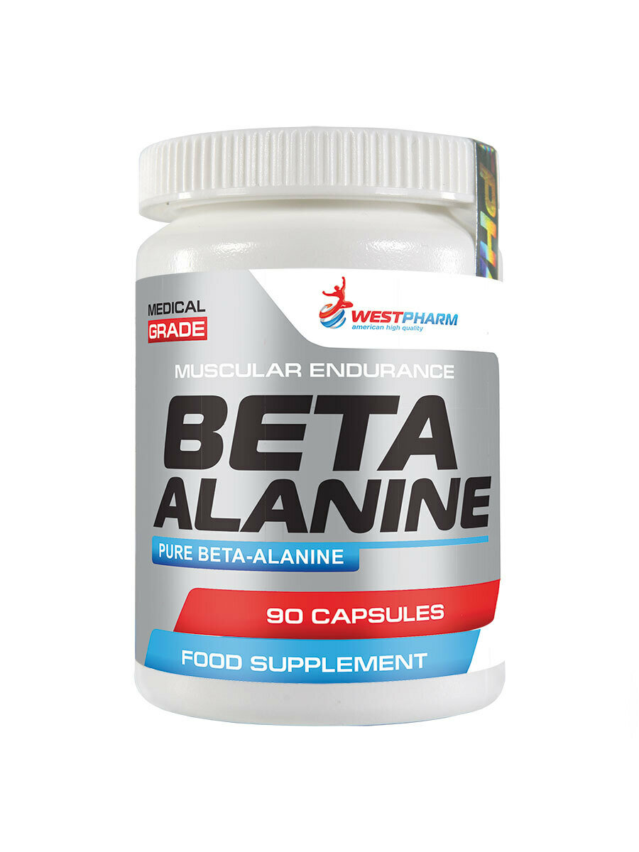WestPharm Beta Alanine / Бета-аланин / Аминокислота / Спортивная добавка / Комплекс аминокислот / Выносливость и сила / 90 капсул