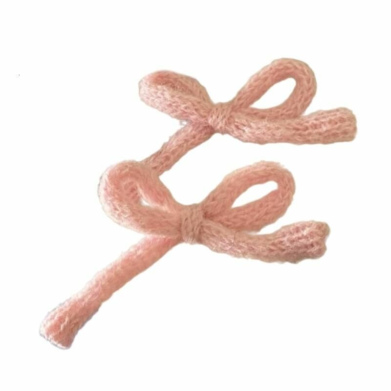 Винтажная вязаная заколка-бант, Розовый