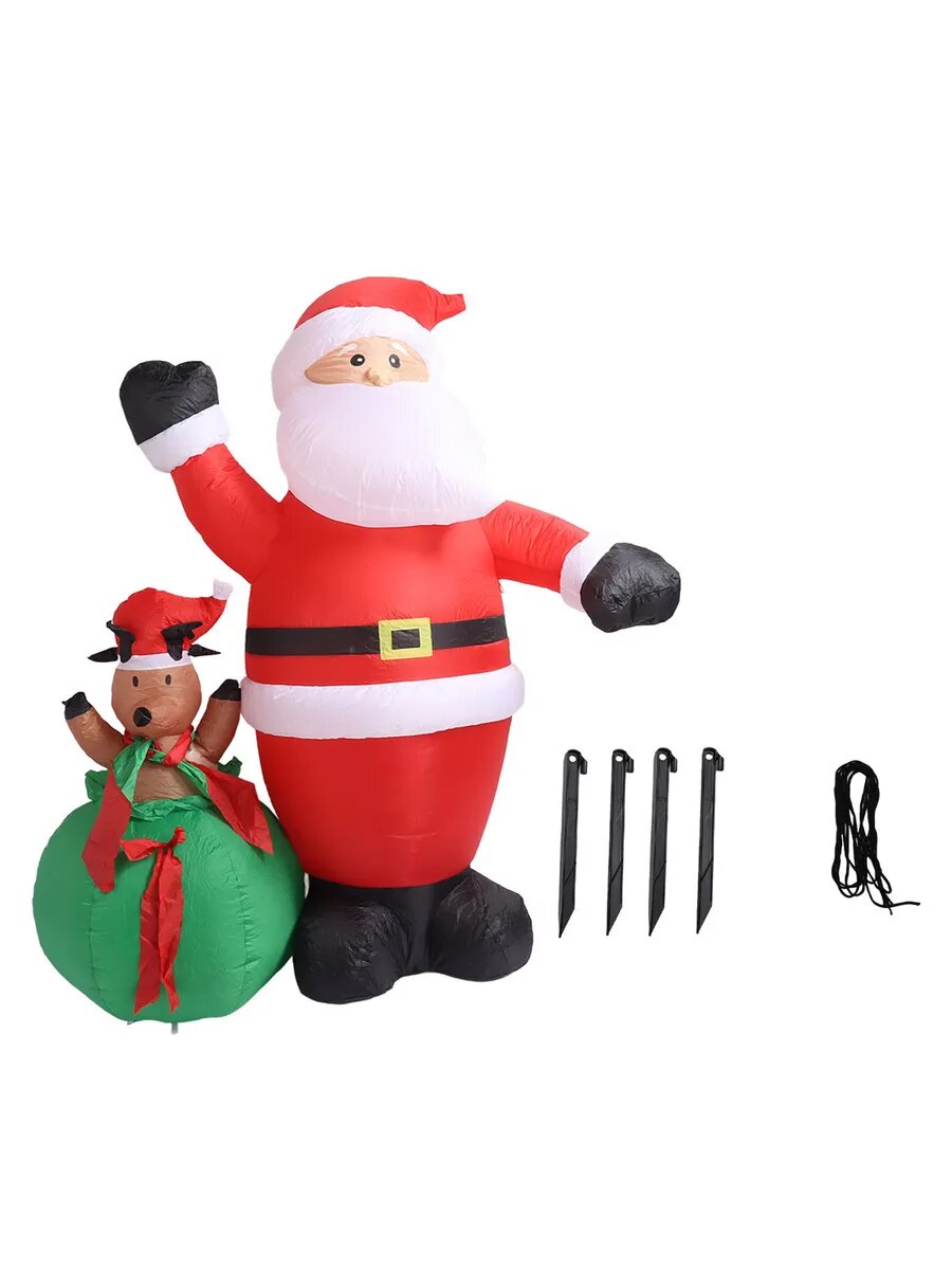 Рождественский надувной декор 6,2 фута Санта и олень IP44