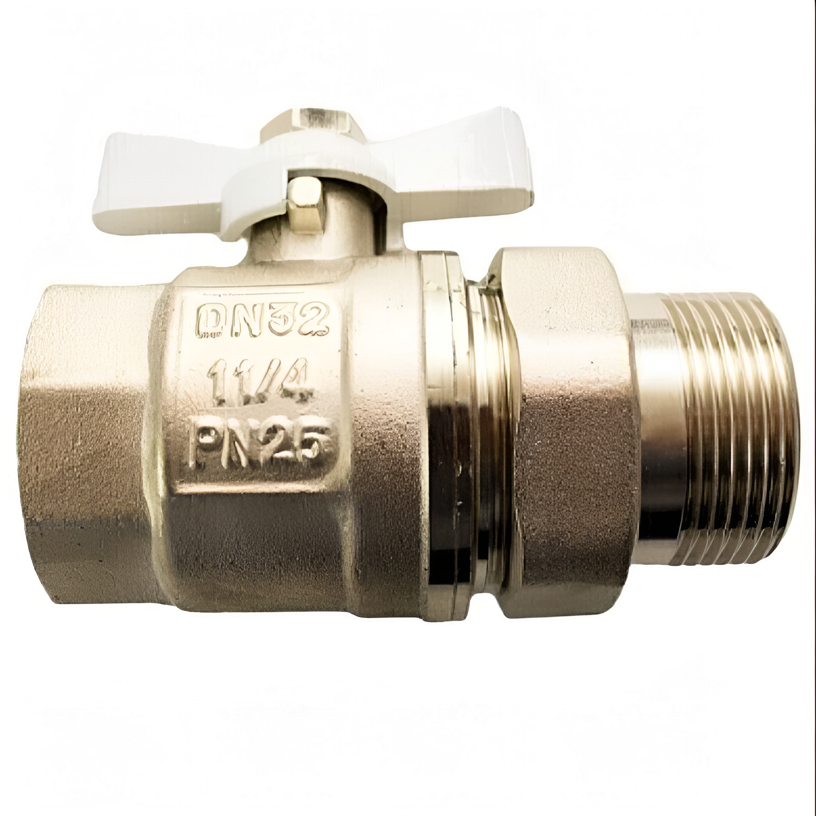 Шаровой кран STI, ручка-бабочка, латунь, диаметр присоединения 1 1/4", полированный