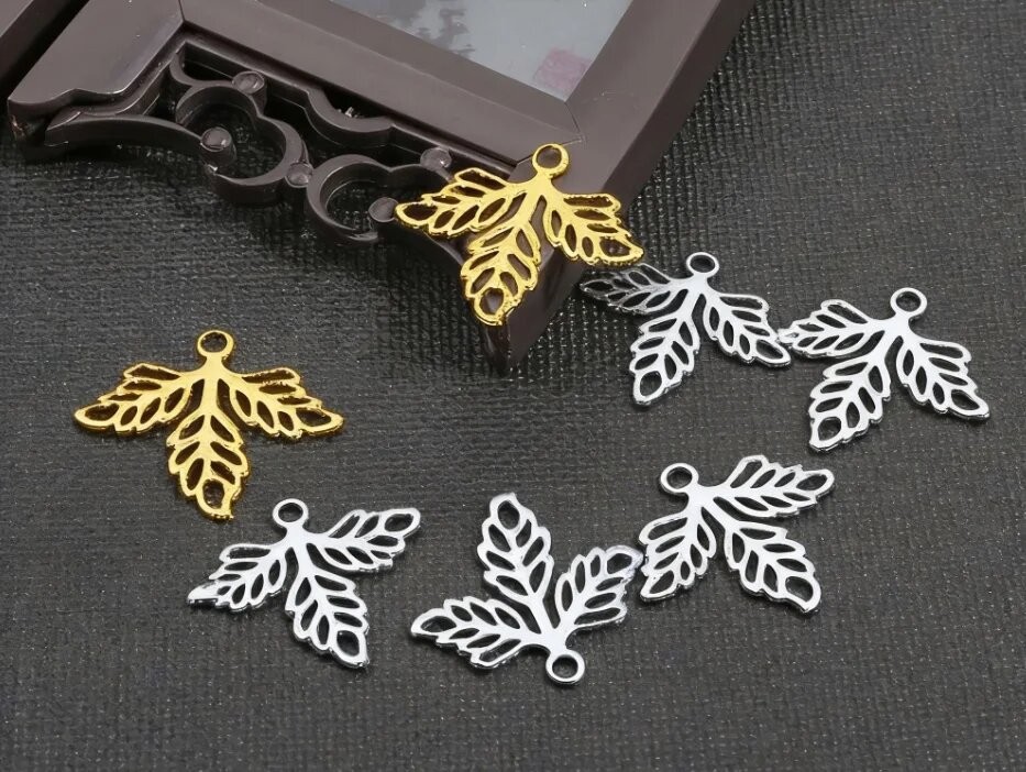 Фурнитура для бижутерии Beadia металлические подвески кленовый лист 10 шт Rhodium Gold