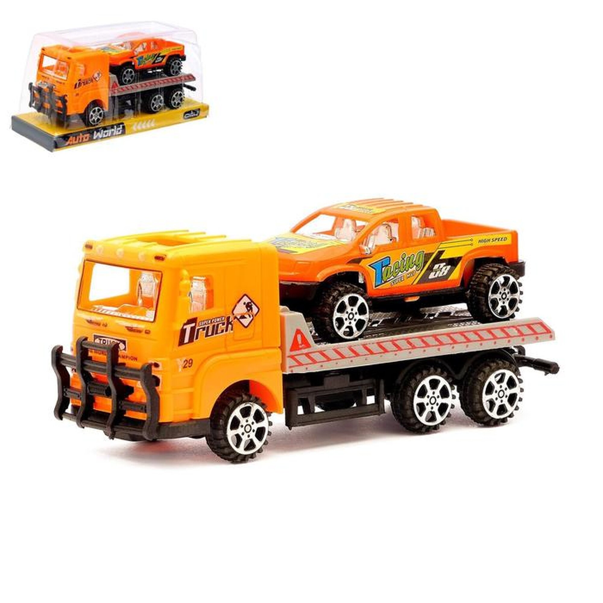 Грузовик инерционный ЛАС играс «Эвакуатор» с машиной, цвета микс.