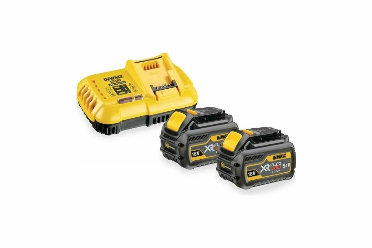 Зарядное устройство DeWalt DCB118X2-QW желтый и 2 аккумулятора DCB547, Li-Ion, 18/54 В, 9/3 Ач