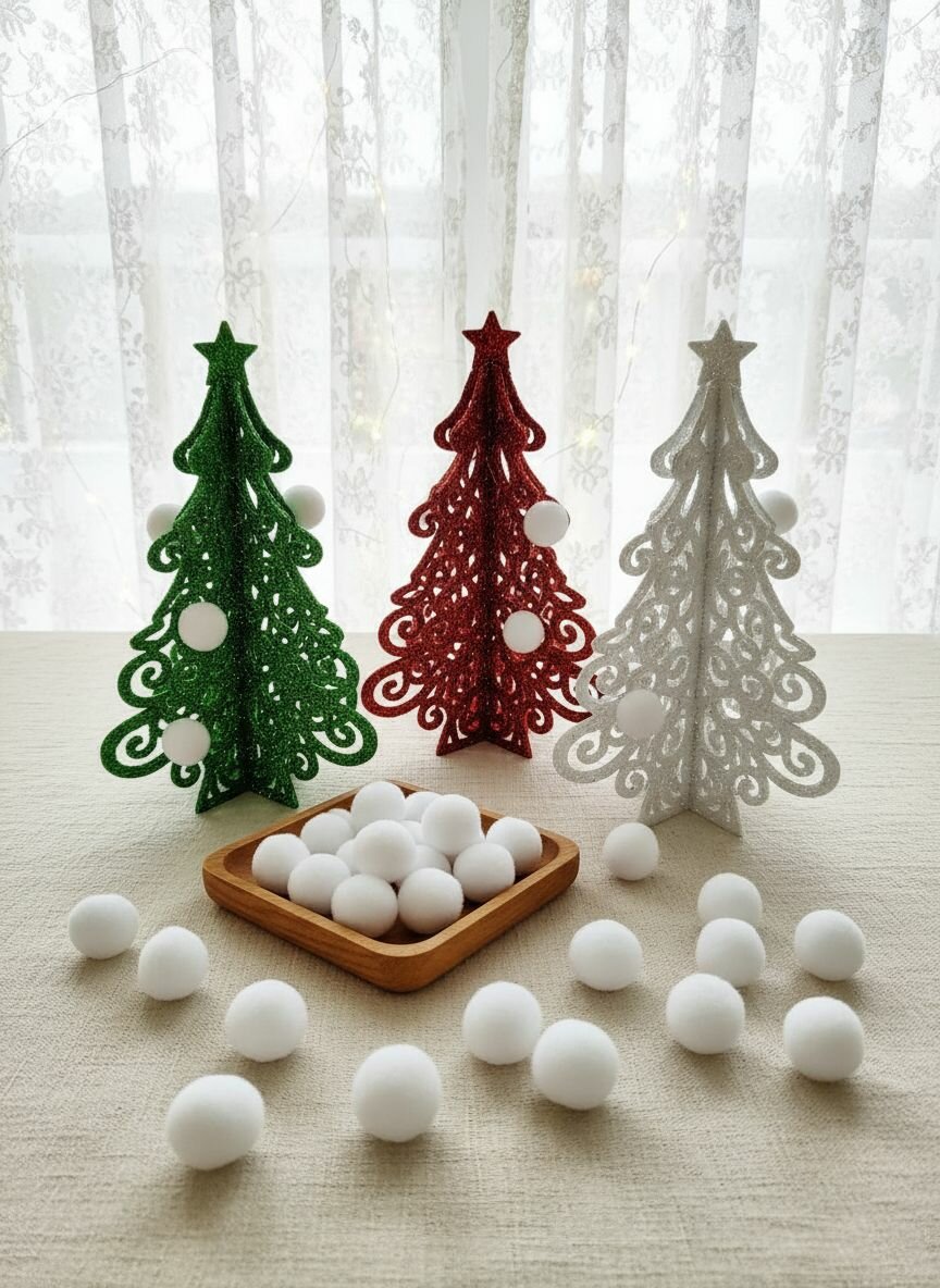 Помпоны плюшевые для творчества и рукоделия, диаметр 2 см. Упаковка 30 шт. Цвет белый