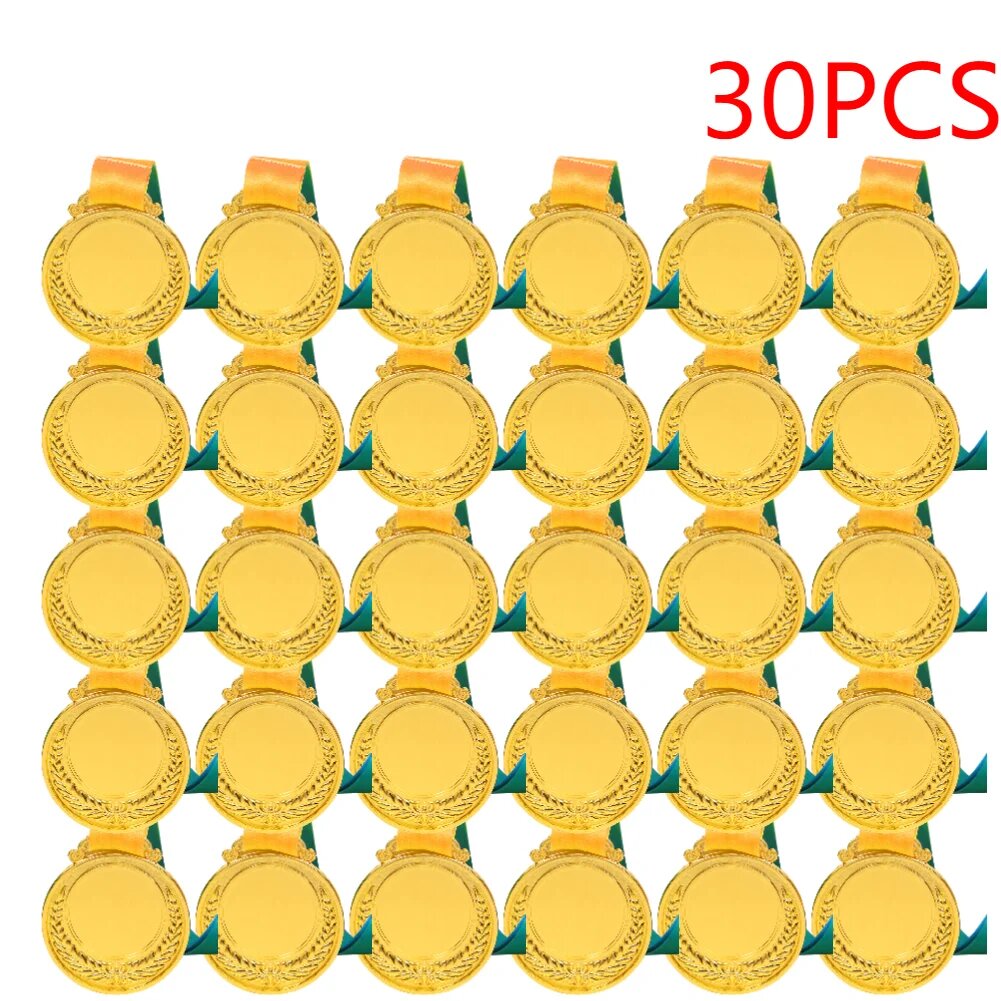 30-10 шт. круглые медали победителя из цинкового сплава, 2-дюймовая золотая, серебряная бронзовая наградная медаль с лентой на шею, первый, 2-й, 3-й приз, подарок победителя, Желтый