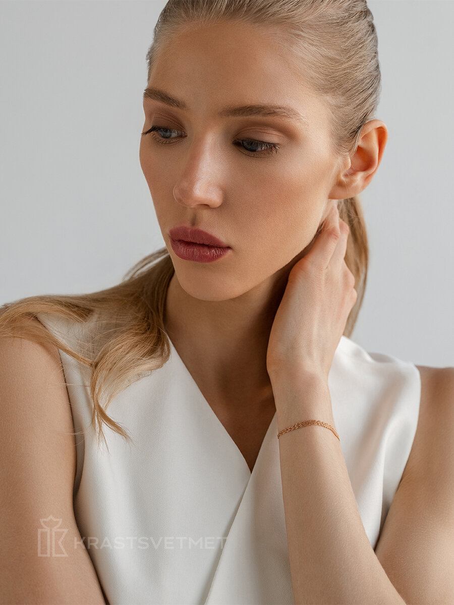 Браслет-цепочка, красное золото, 585 проба