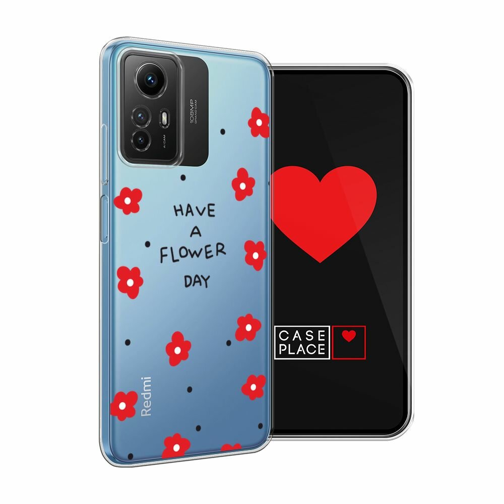 Чехол на Xiaomi Redmi Note 12S / Сяоми Редми Ноут 12S с принтом "Have a flower day 2", прозрачный — фото 1