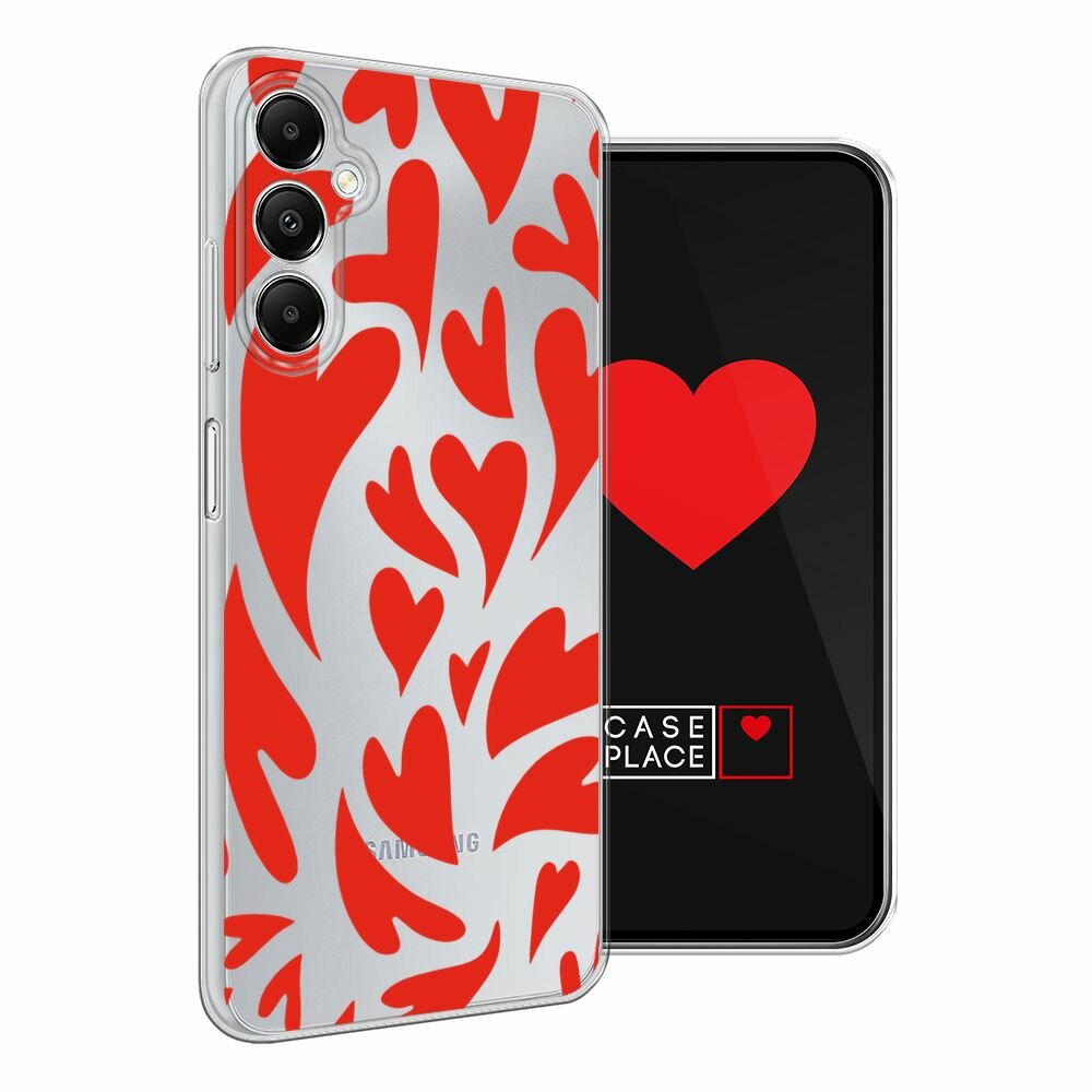 Чехол на Samsung Galaxy A05s / Самсунг Галакси A05s с принтом "Crazy hearts 2 - 14 февраля", прозрачный — фото 1