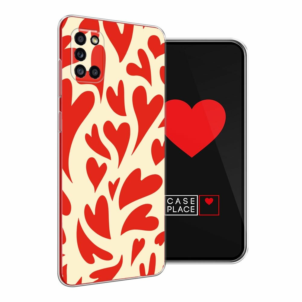 Чехол на Samsung Galaxy A31 / Самсунг Галакси А31 с принтом "Crazy hearts 1 - 14 февраля" — фото 1