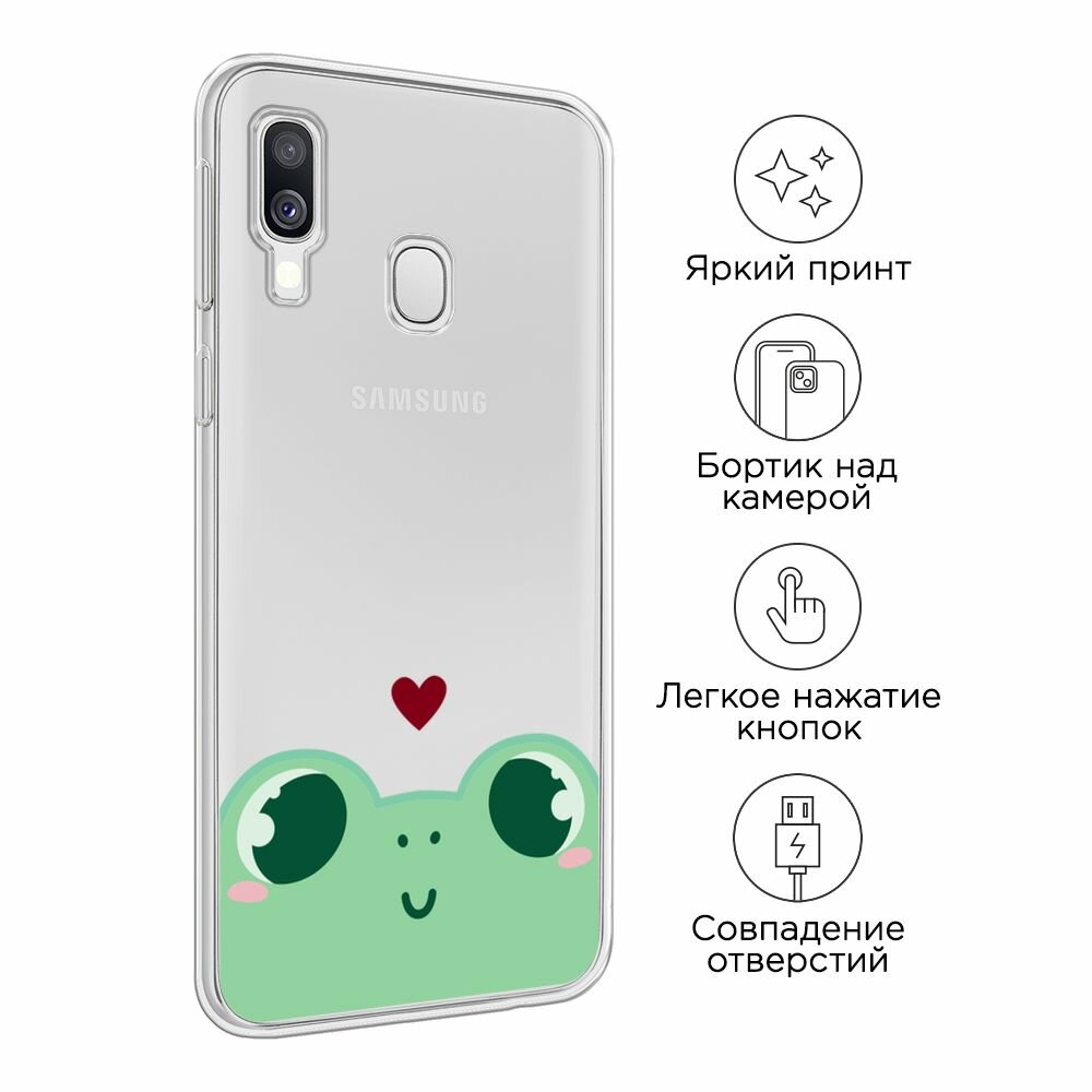 Чехол на Samsung Galaxy A40 / Самсунг Галакси А40 с принтом "Влюблённая лягушка - 14 февраля", прозрачный — фото 1