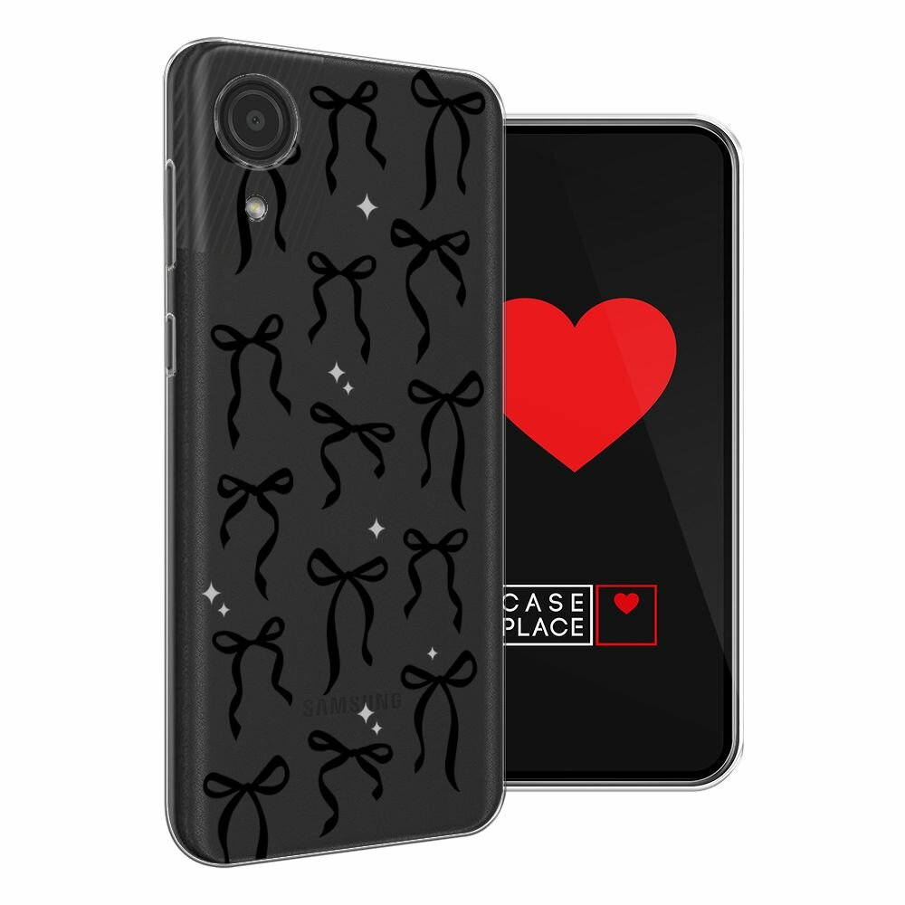 Чехол на Samsung Galaxy A03 Core / Самсунг Галакси А03 Core с принтом "Black bows", прозрачный — фото 1