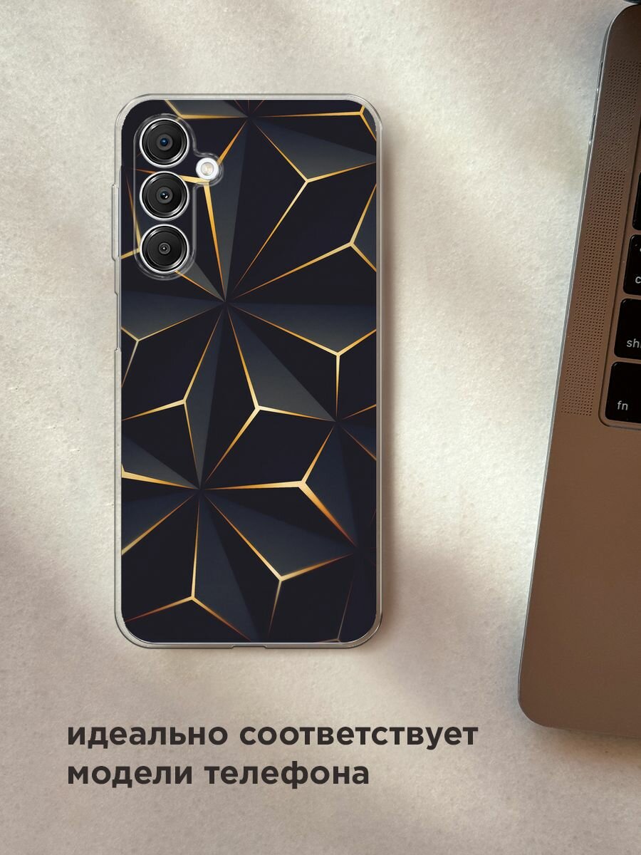 Чехол на Samsung Galaxy A16 / Самсунг А16 с принтом "Черные полигоны" — фото 1