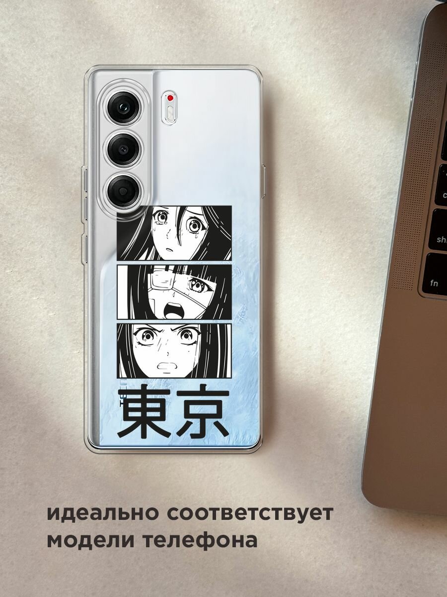 Чехол на Tecno Camon 40 Pro 5G / Текно Камон 40 Про 5G с принтом "Tokyo girls", прозрачный — фото 1