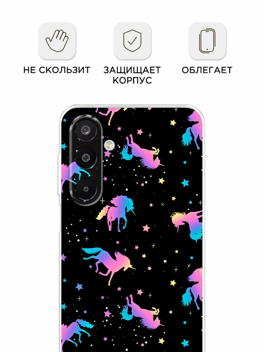 Чехол на Samsung Galaxy M16 / Самсунг Галакси М16 с принтом "Единороги градиент" — фото 1