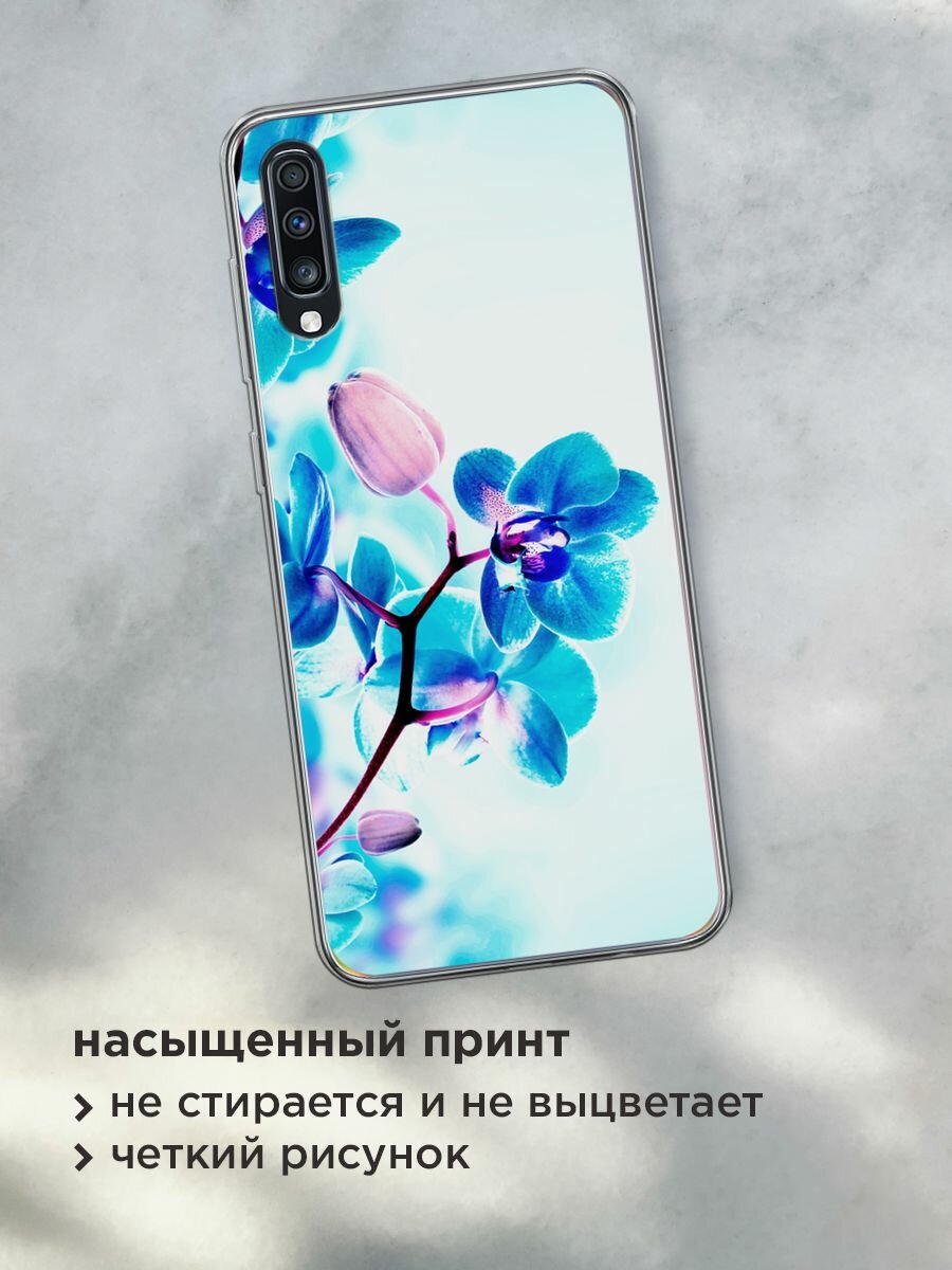 Чехол на Samsung Galaxy A70 / Самсунг Галакси А70 с принтом "Голубая орхидея" — фото 1