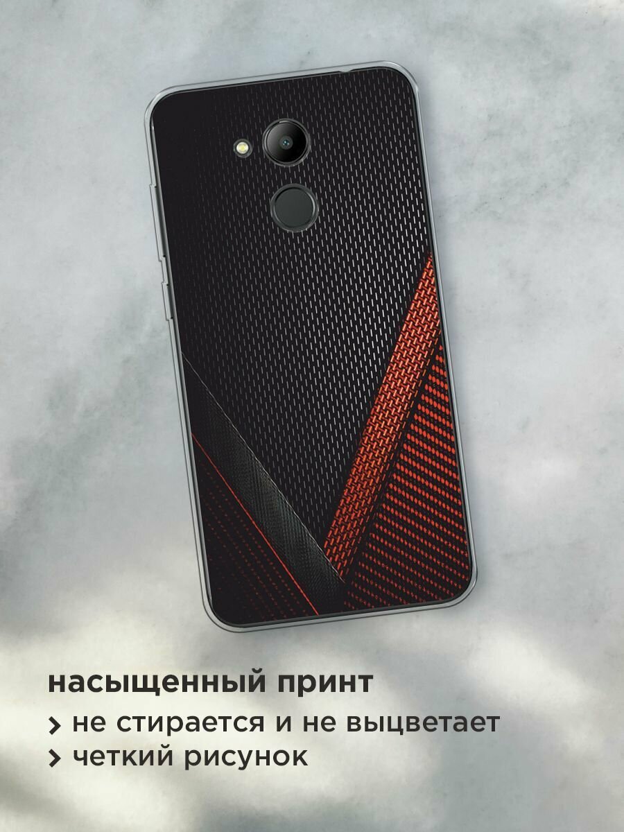 Чехол на Honor 6C Pro / Хонор 6С Про с принтом "Красный карбон" — фото 1