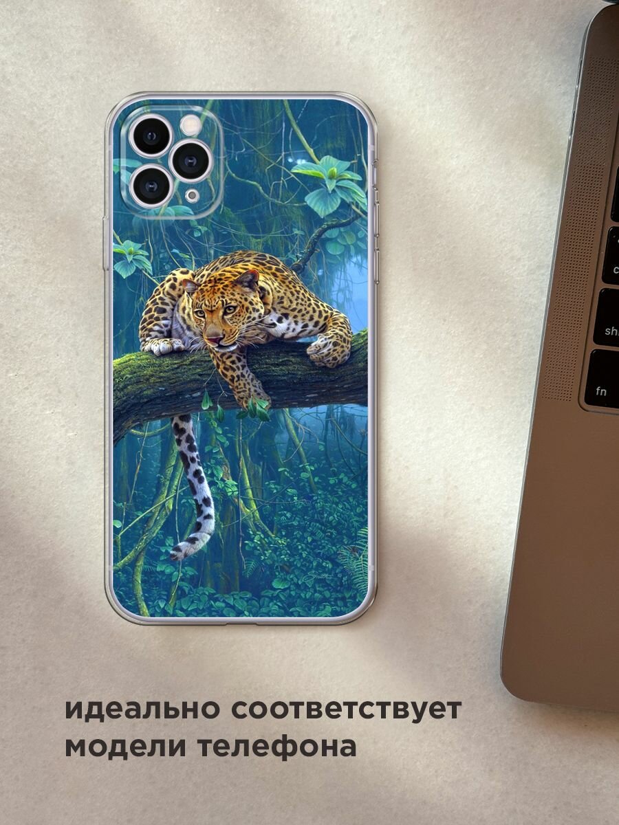 Чехол на Apple iPhone 11 Pro / Айфон 11 Про с принтом "Леопард охотник" — фото 1