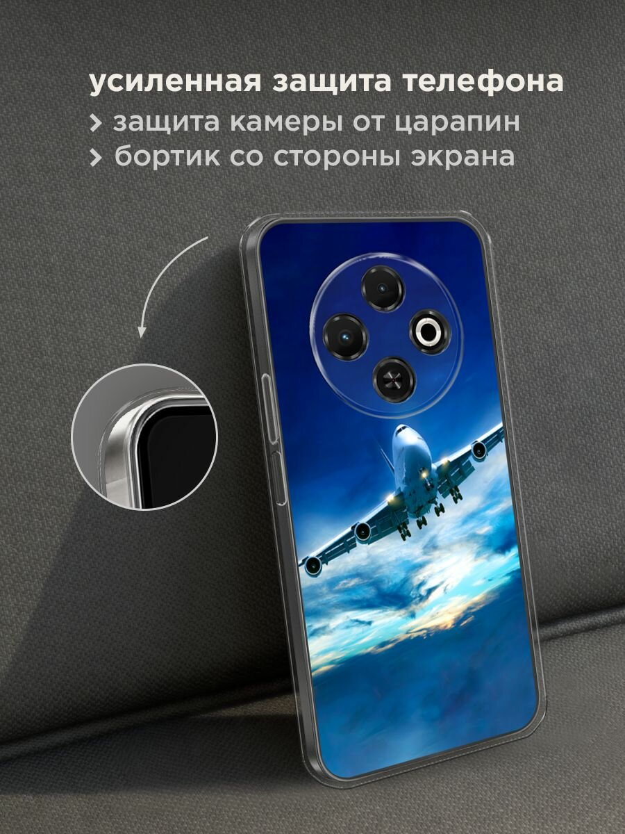 Чехол на Tecno Spark 30C / Текно Спарк 30C с принтом "Самолет в небе" — фото 1
