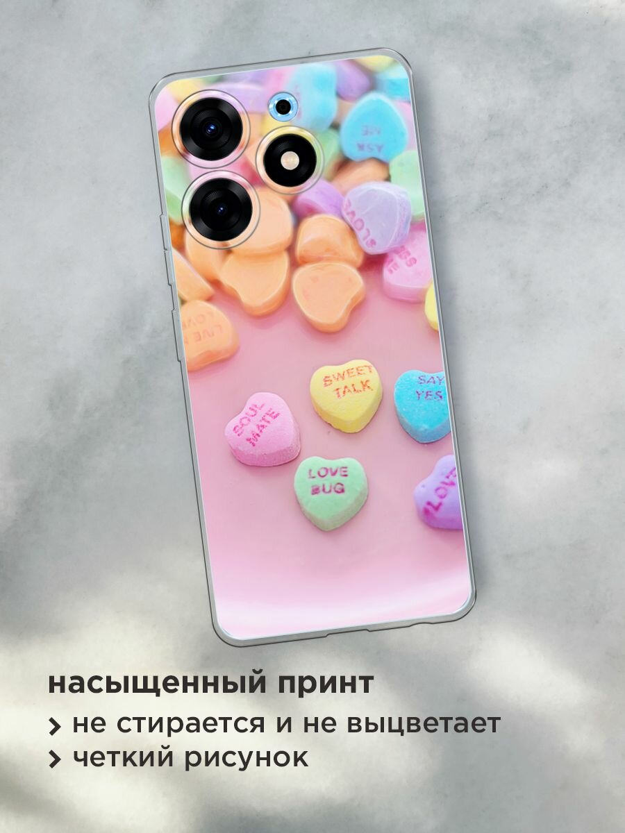 Чехол на Tecno Spark 10 Pro / Текно Спарк 10 Про с принтом "Конфетки сердечки 2" — фото 1