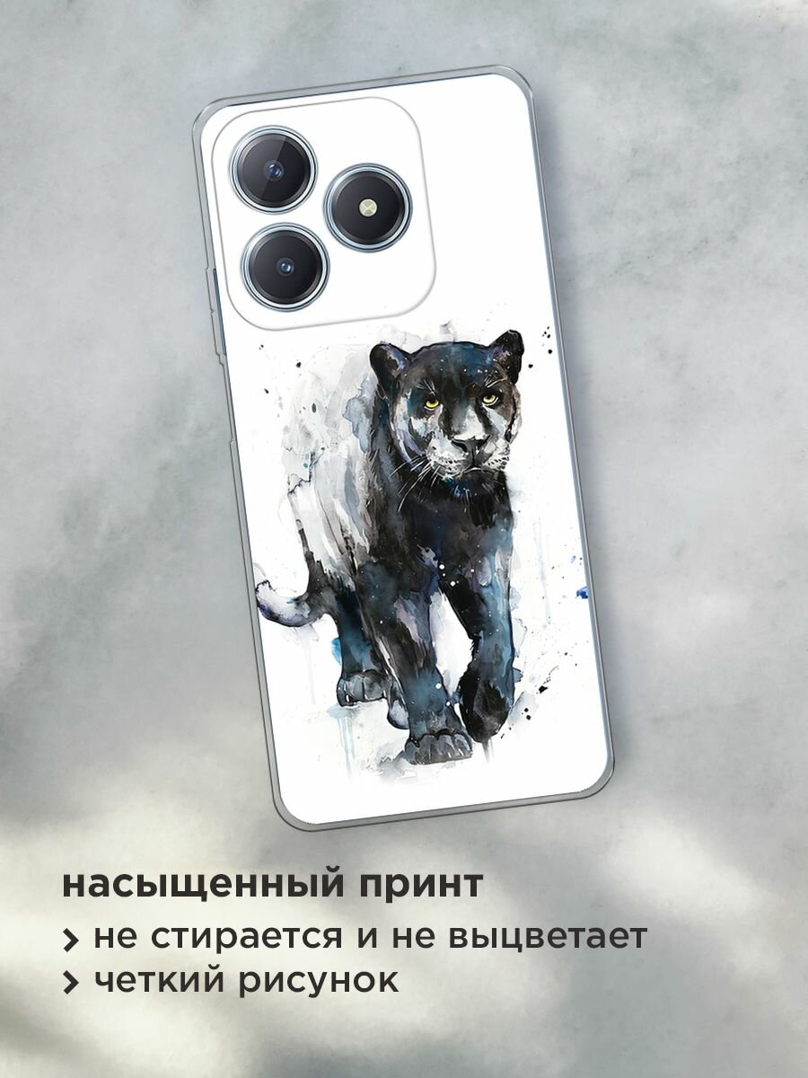 Силиконовый чехол на Realme C63 / Реалми С63 с принтом "Пантера арт 3" — фото 1
