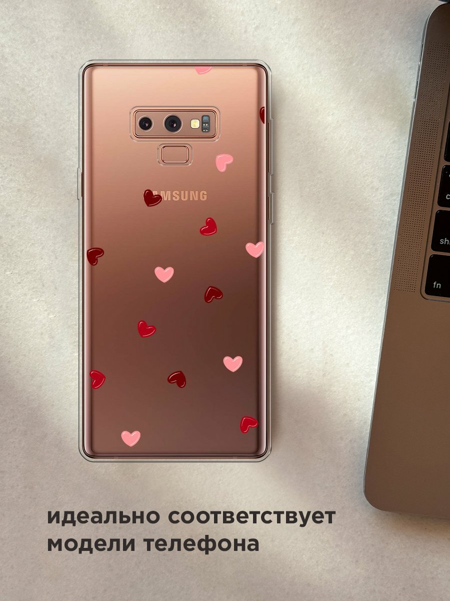Чехол на Samsung Galaxy Note 9 / Самсунг Галакси Нот 9 с принтом "Бордовые сердечки 2" — фото 1
