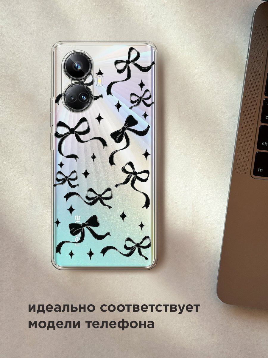 Чехол на Realme 10 Pro+ / Реалми 10 Про+ с принтом "Милые чёрные бантики 4" — фото 1