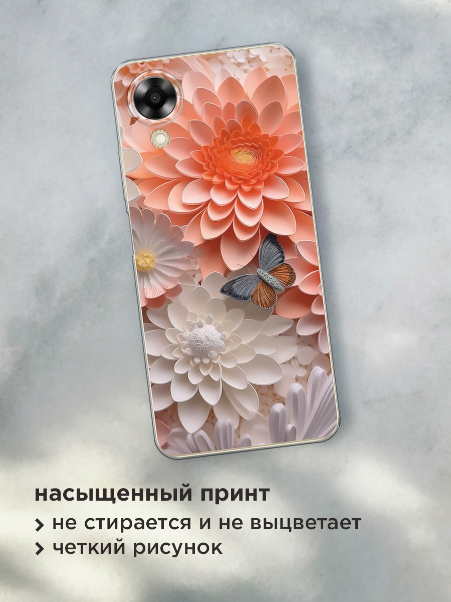 Силиконовый чехол на Oppo A17K / Оппо A17K с принтом "Бумажные цветы" — фото 1