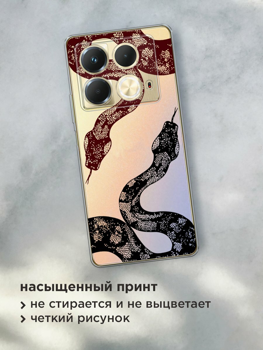 Чехол на Infinix Note 40 / Инфиникс Нот 40 с принтом "Силуэты змей 2", прозрачный — фото 1