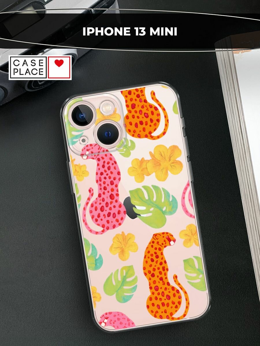 Чехол на Apple iPhone 13 mini / Айфон 13 мини с принтом "Экзотика", прозрачный