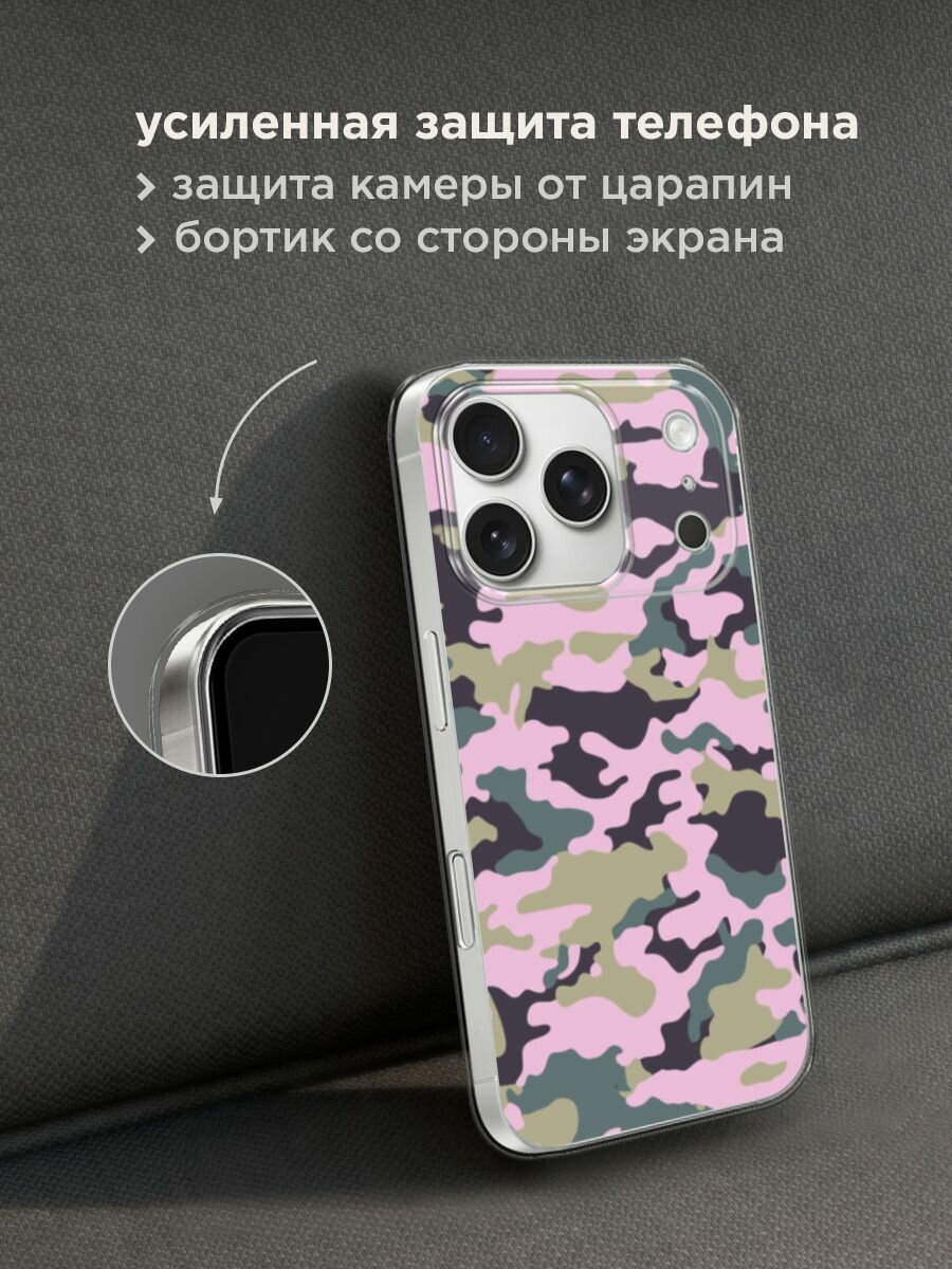 Чехол на Apple iPhone 17 Pro / Айфон 17 Про с принтом "Камуфляж розовый - 23 февраля" — фото 1
