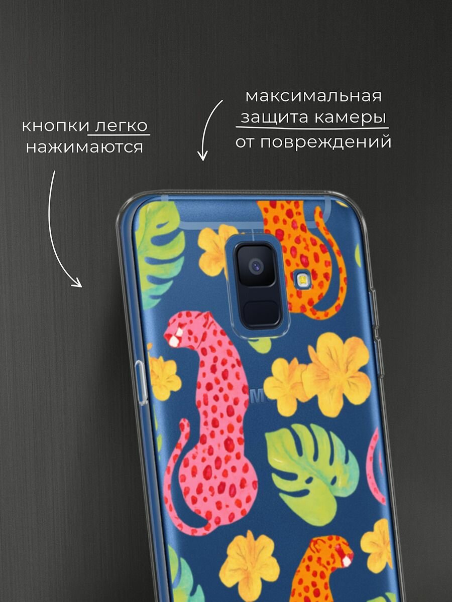 Чехол на Samsung Galaxy A6 / Самсунг Галакси А6 с принтом "Экзотика", прозрачный — фото 1
