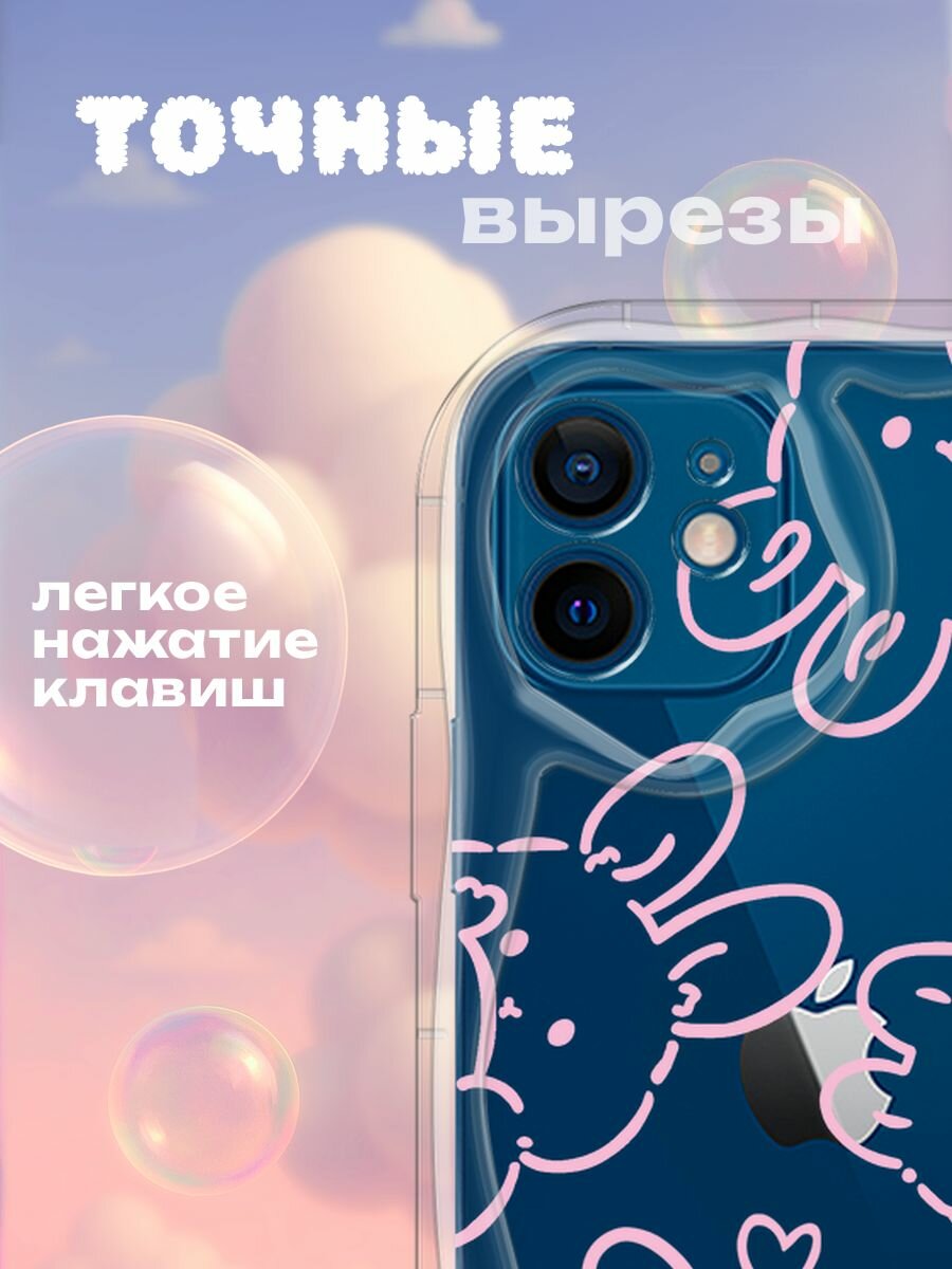 Чехол на Apple iPhone 12/12 Pro / Айфон 12 с принтом "Контурные зайцы" — фото 1